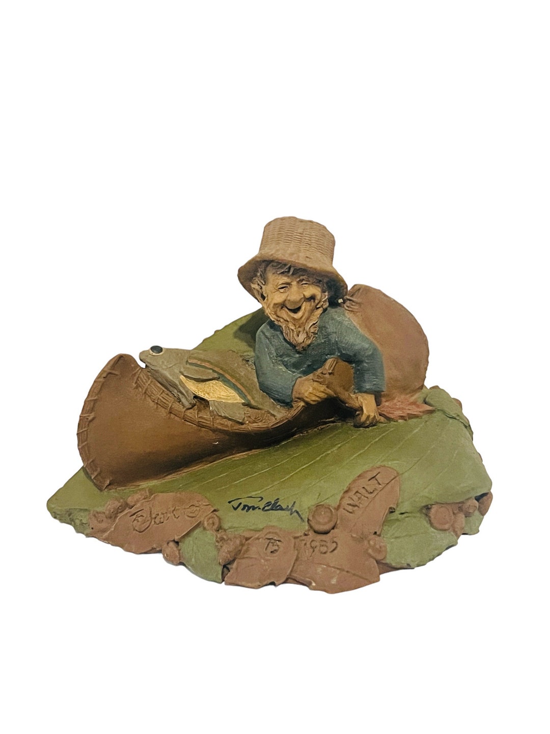 Tom Clark Figurine Gnome Elf SIGNED Cairn Sculpture Walt Canoe Boat ...