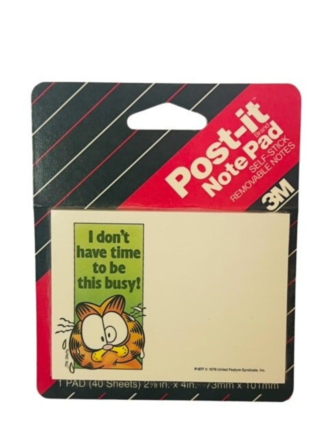 Garfield Odie Vintage Self Stick Removable Notes Post It Note Pad 1978 ...