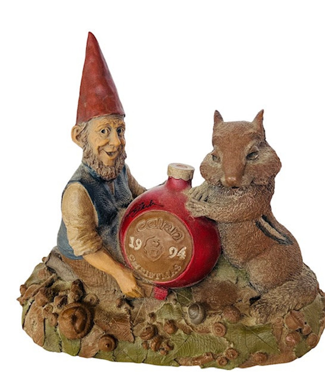 Tom Clark Figurine Gnome Signed Sculpture Cairn Christmas Squirrel 1994 ...