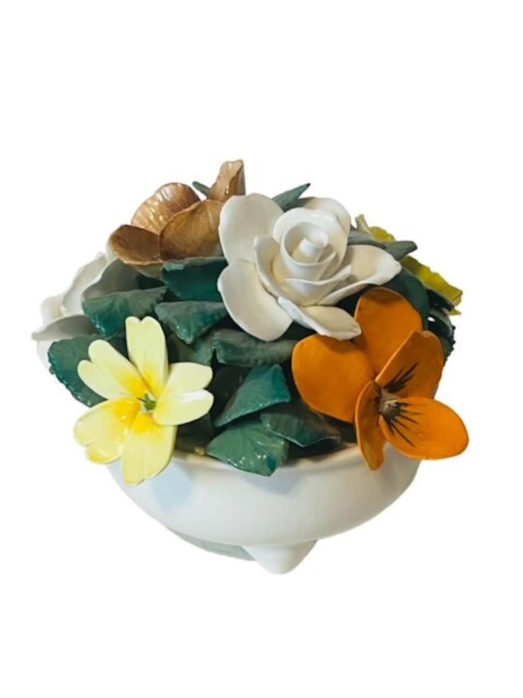 Royal Crown Staffordshire Flower Figurine Pot England Vtg Antique ...