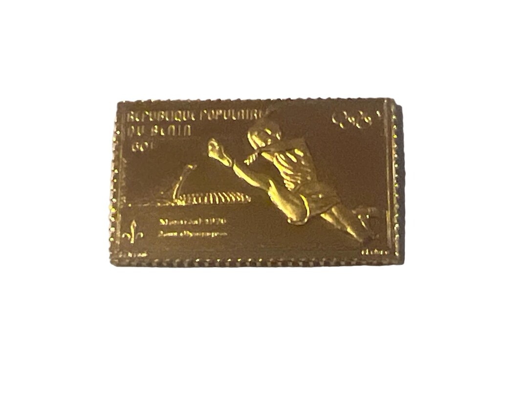 Franklin Mint Stamp Sterling Silver on Gold Olympics 1985 Benin China ...