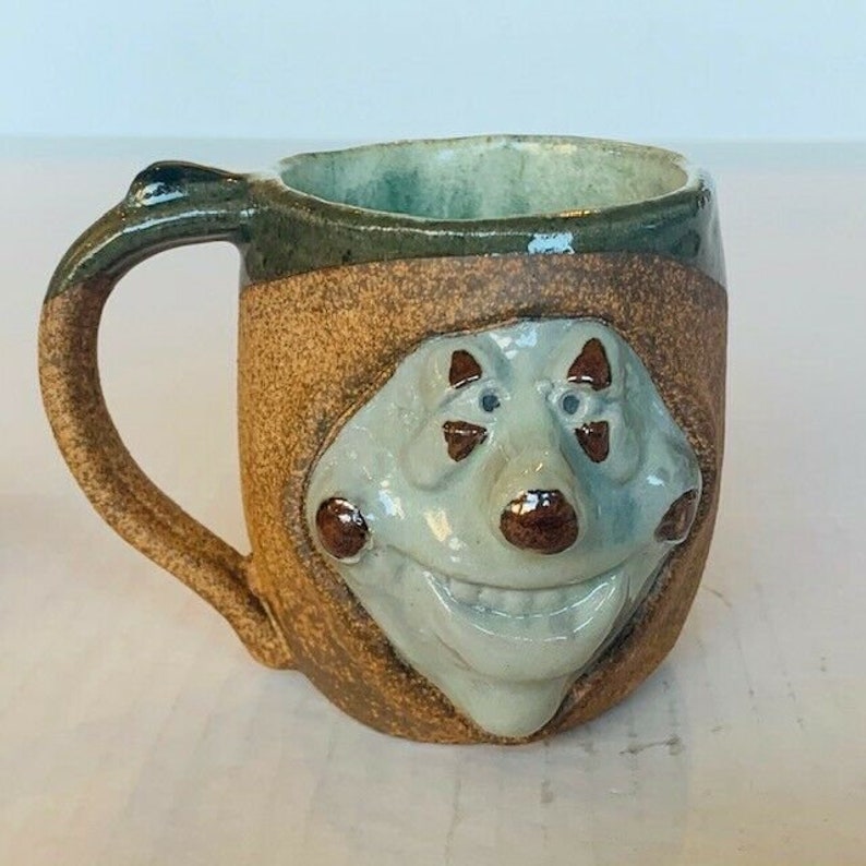 Pottery Mug Cup Creepy Circus Clown Mahon Made Stoneware 1980 - Etsy