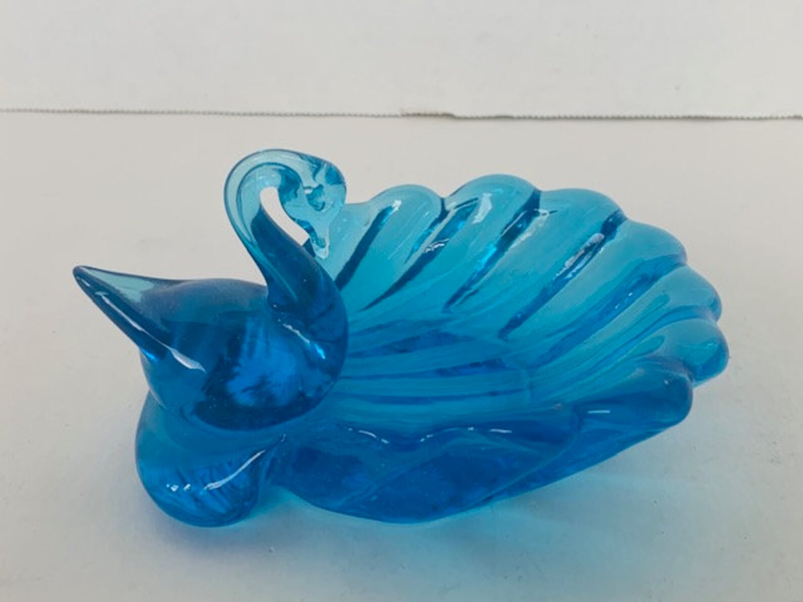 Ozark Studios Cobalt Blue Glass Swan Goose Geese Seashell Figurine ...