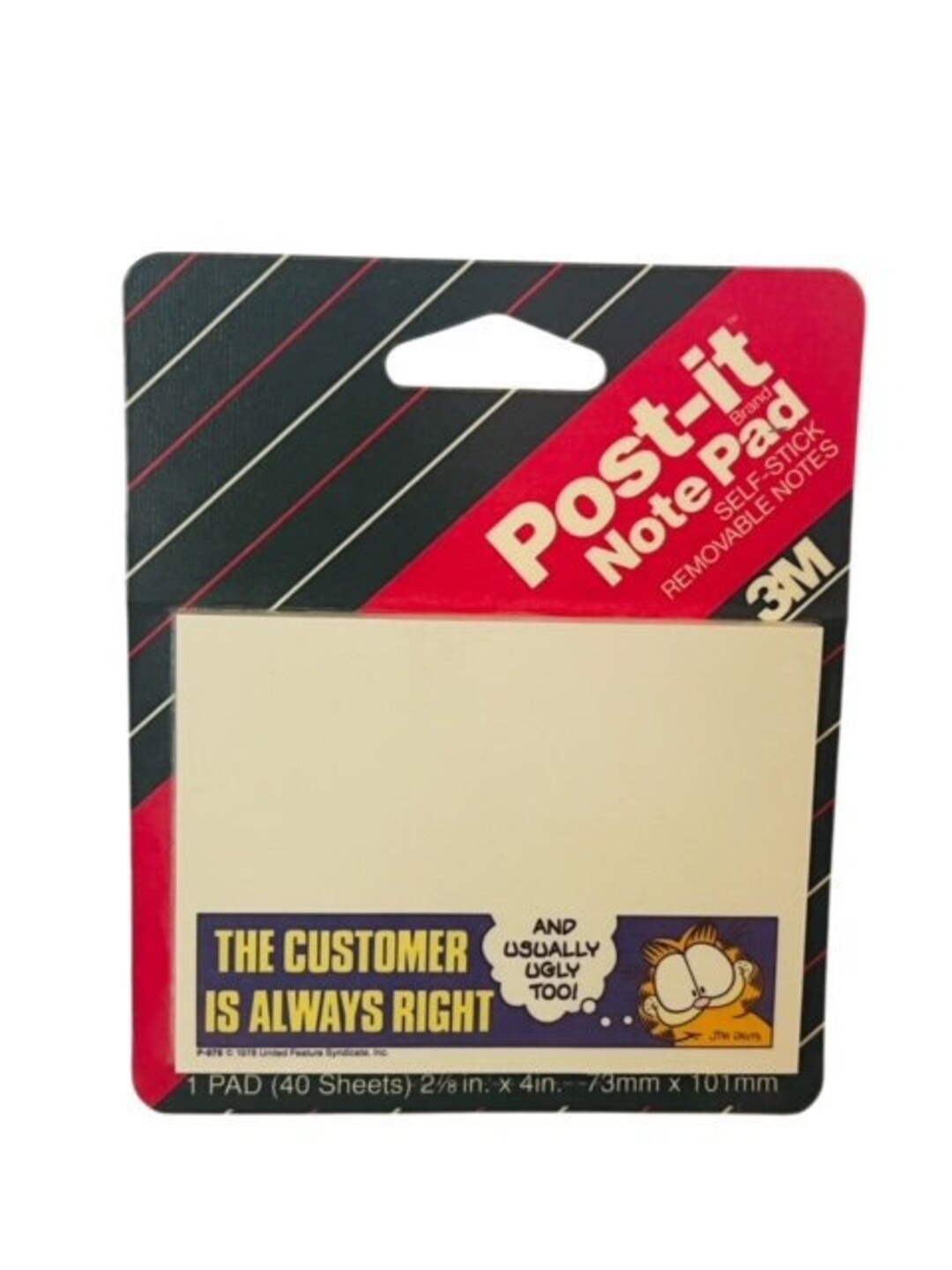 Garfield Odie Vintage Self Stick Removable Notes Post It Note Pad 1978 ...