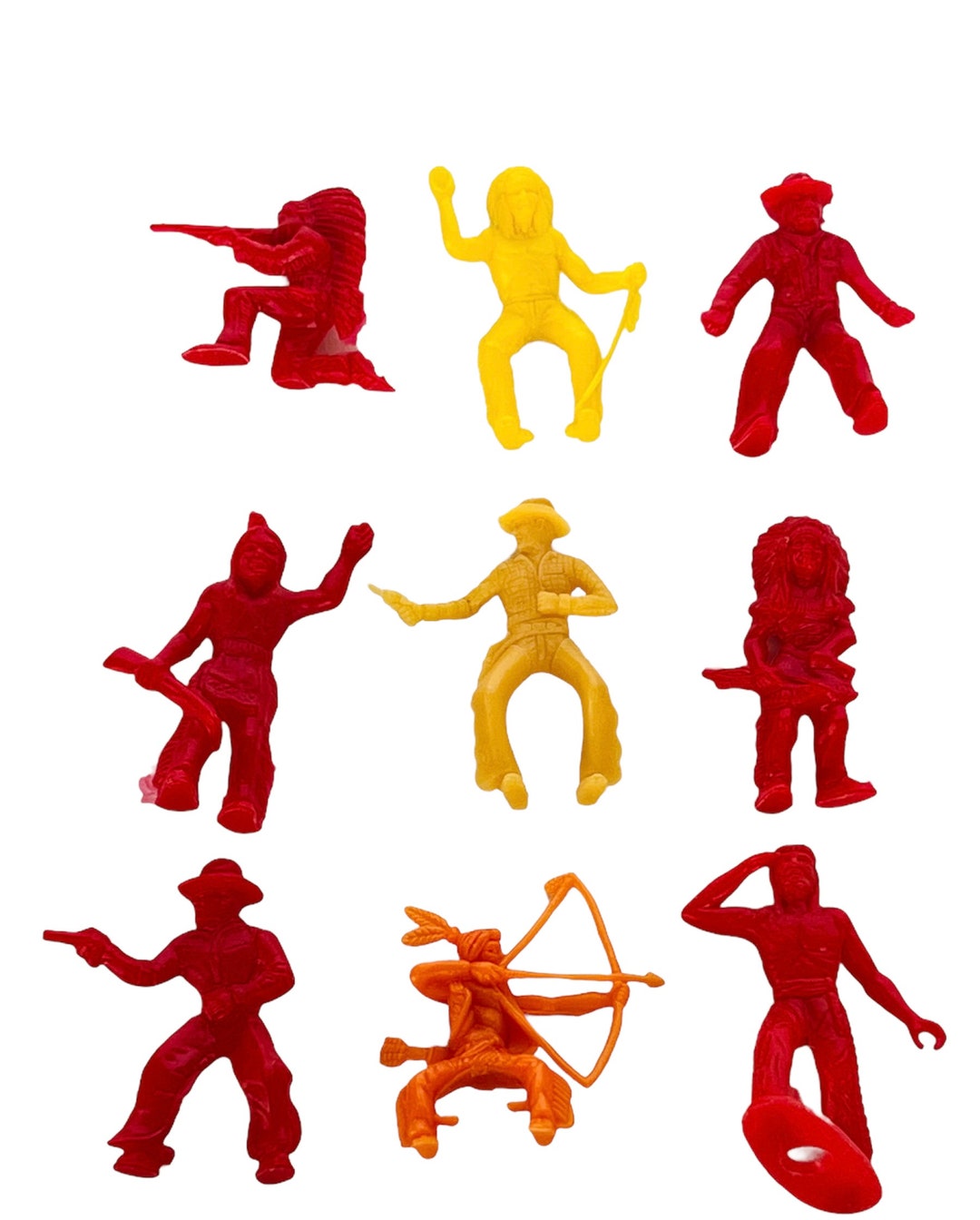 Plastic Cowboy Western Indian Native Toy Figure Marx Mpc Hong Kong LOT ...