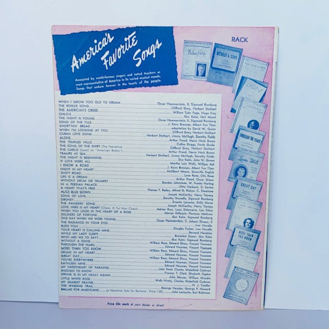 SHEET MUSIC ANTIQUE Song Book Vintage Paper Ephemera Vtg Mcm | Etsy