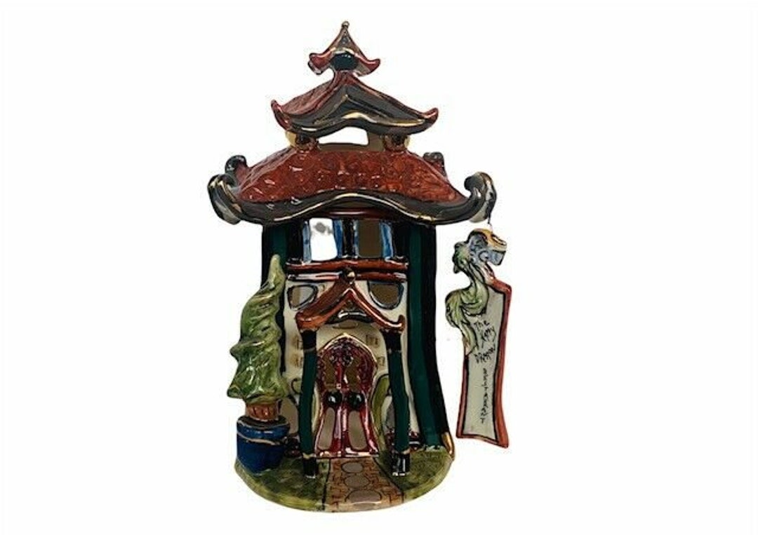 Blue Sky Pottery Sculpture Cottage Figurine Happy Dragon Restaurant ...
