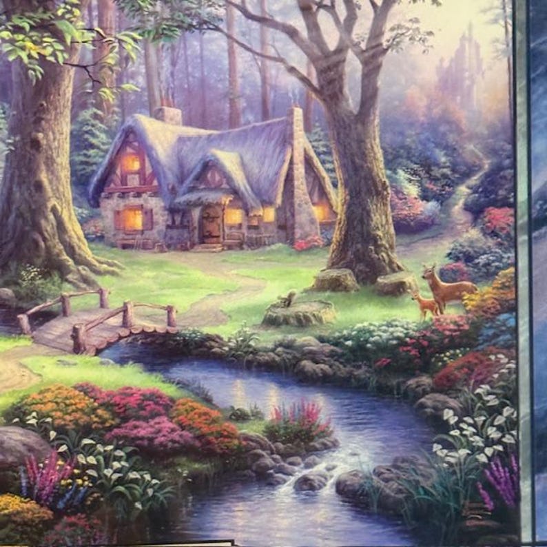 Walt Disney Stained Glass Plate Thomas Kinkade Calendar February Snow ...
