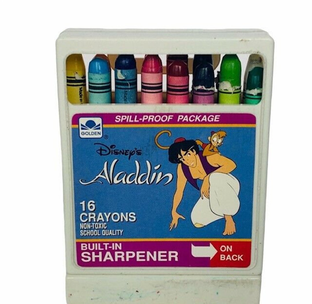 Walt Disney Crayons With Built in Sharpener Vtg Collectible Aladdin Abu ...