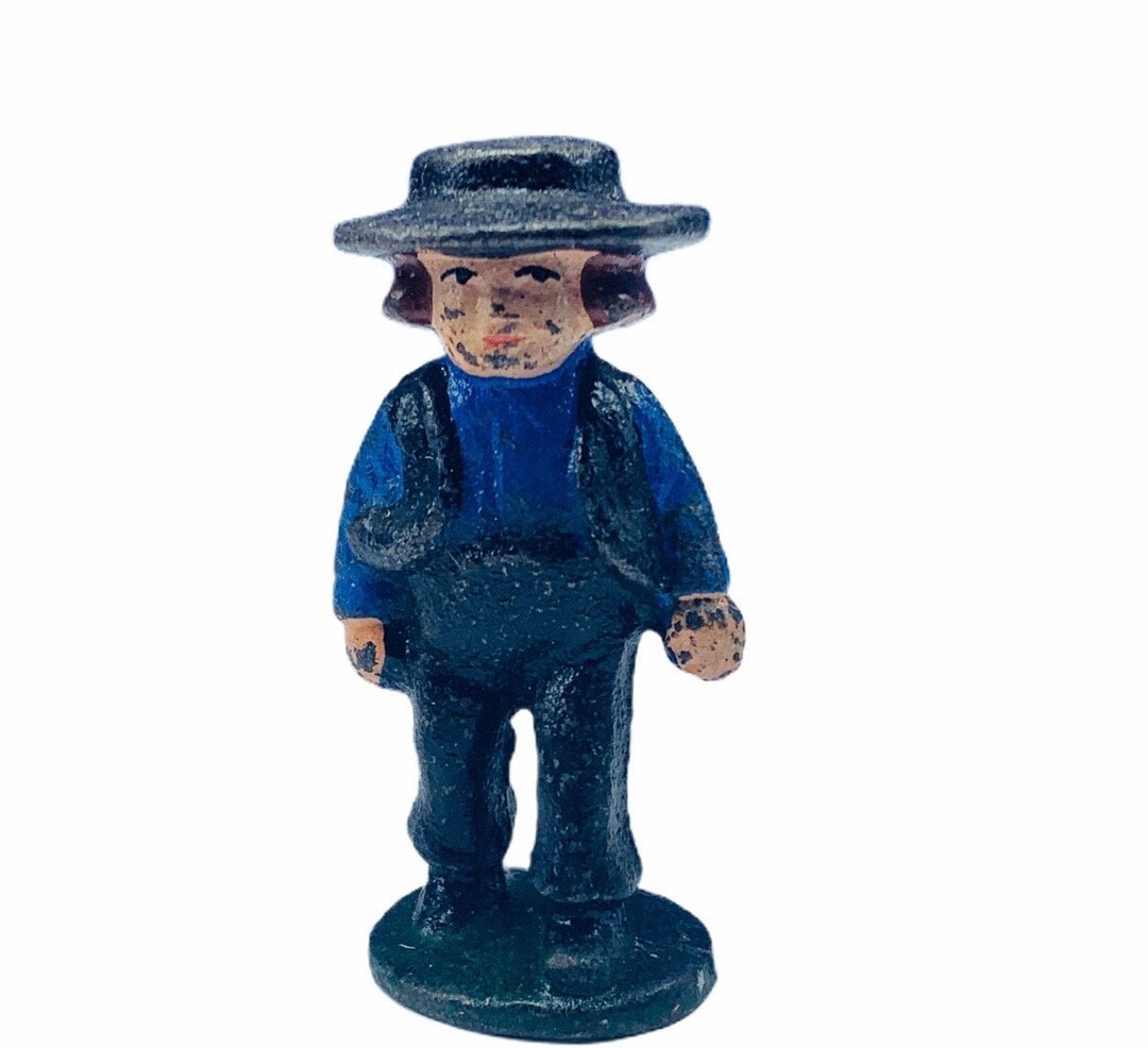 CAST IRON AMISH Toy Figure Mennonite Church Jakob Ammann Miniature Gift ...