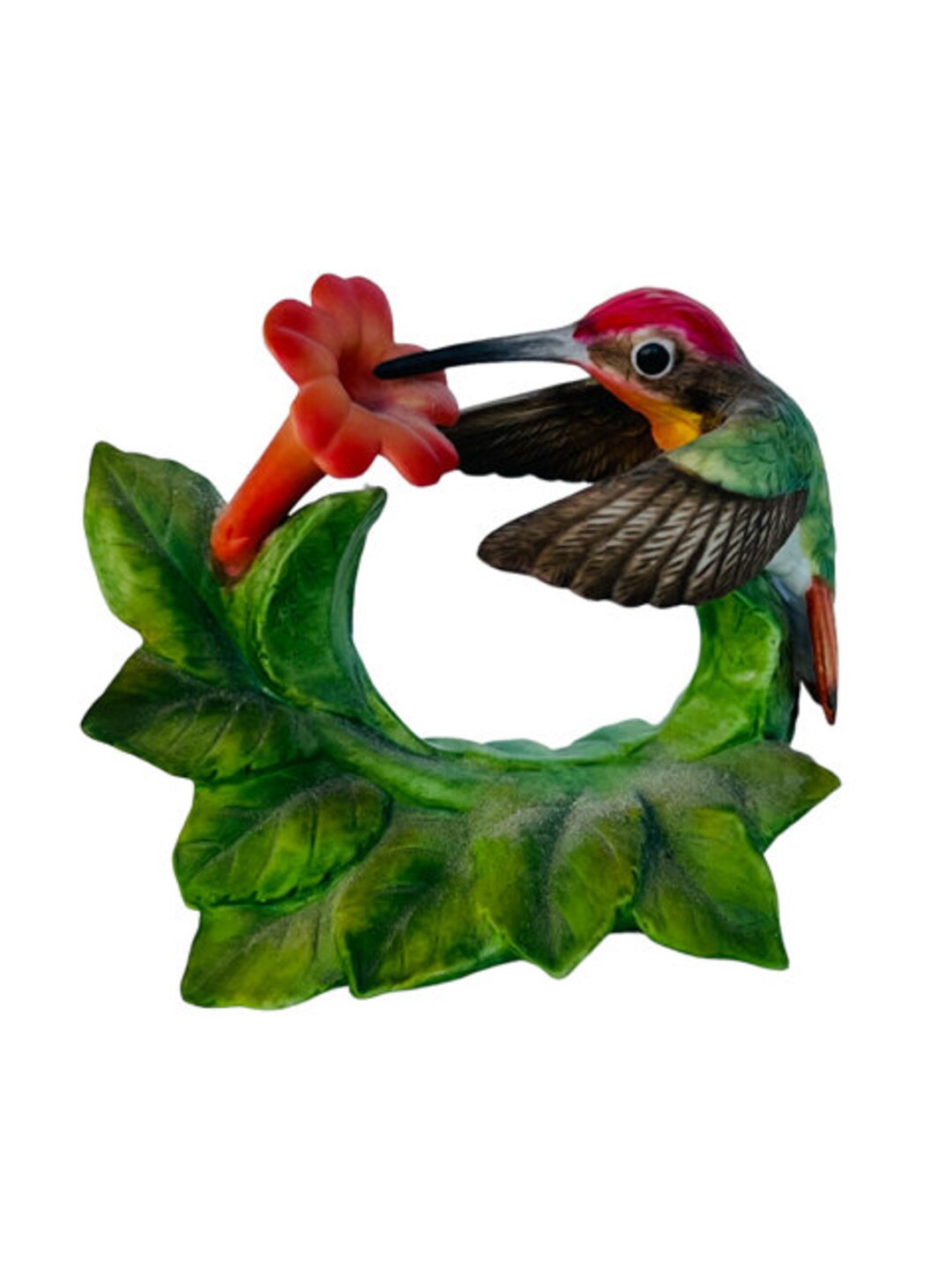 Hummingbird Sculpture Figurine Vtg Humming Bird Bronson Trumpet Creeper ...