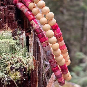 Natural Jasper and Wood Stacked Bracelet - Etsy