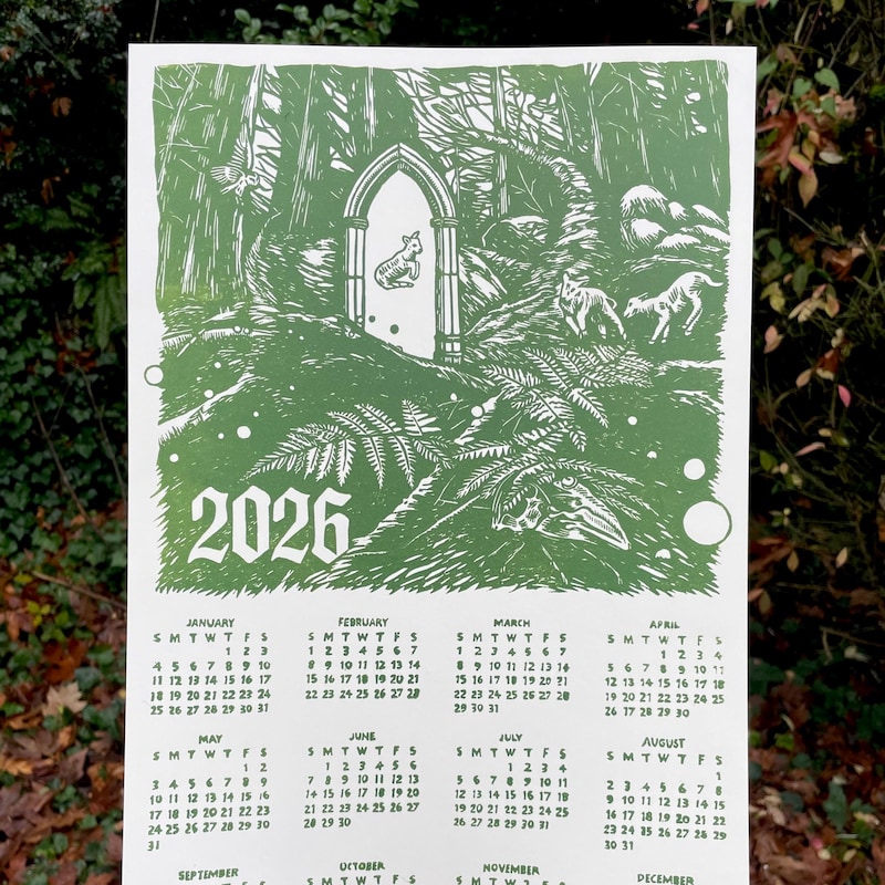 2026 Linocut Calendar Print - Etsy