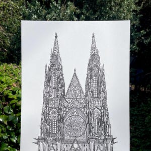 GOTHIC CATHEDRAL PRINT, Cathedral, Gothic, Linocut, Print, St. Vitus ...