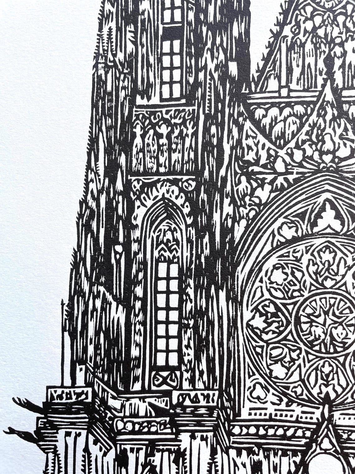 GOTHIC CATHEDRAL PRINT, Cathedral, Gothic, Linocut, Print, St. Vitus ...