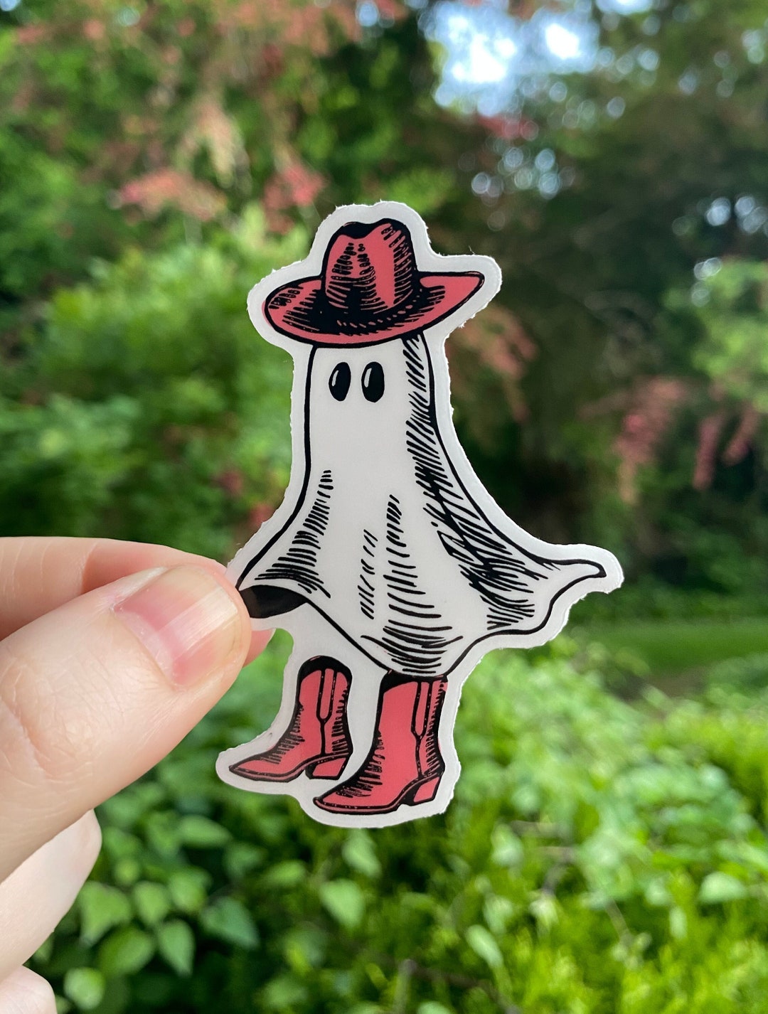 GHOST COWBOY STICKER, Linocut, Block Print, Art Print, Wall Print ...