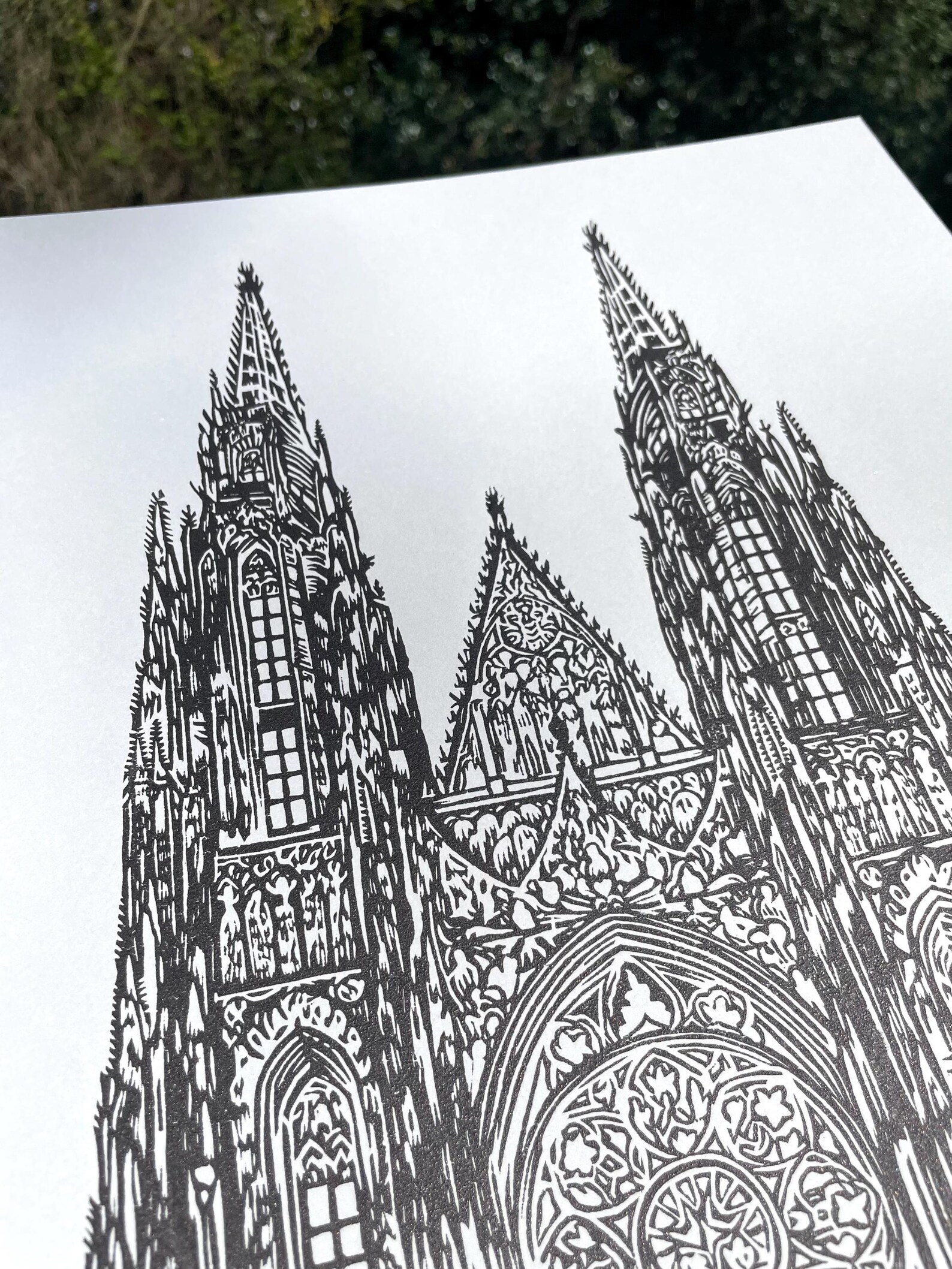 GOTHIC CATHEDRAL PRINT, Cathedral, Gothic, Linocut, Print, St. Vitus ...