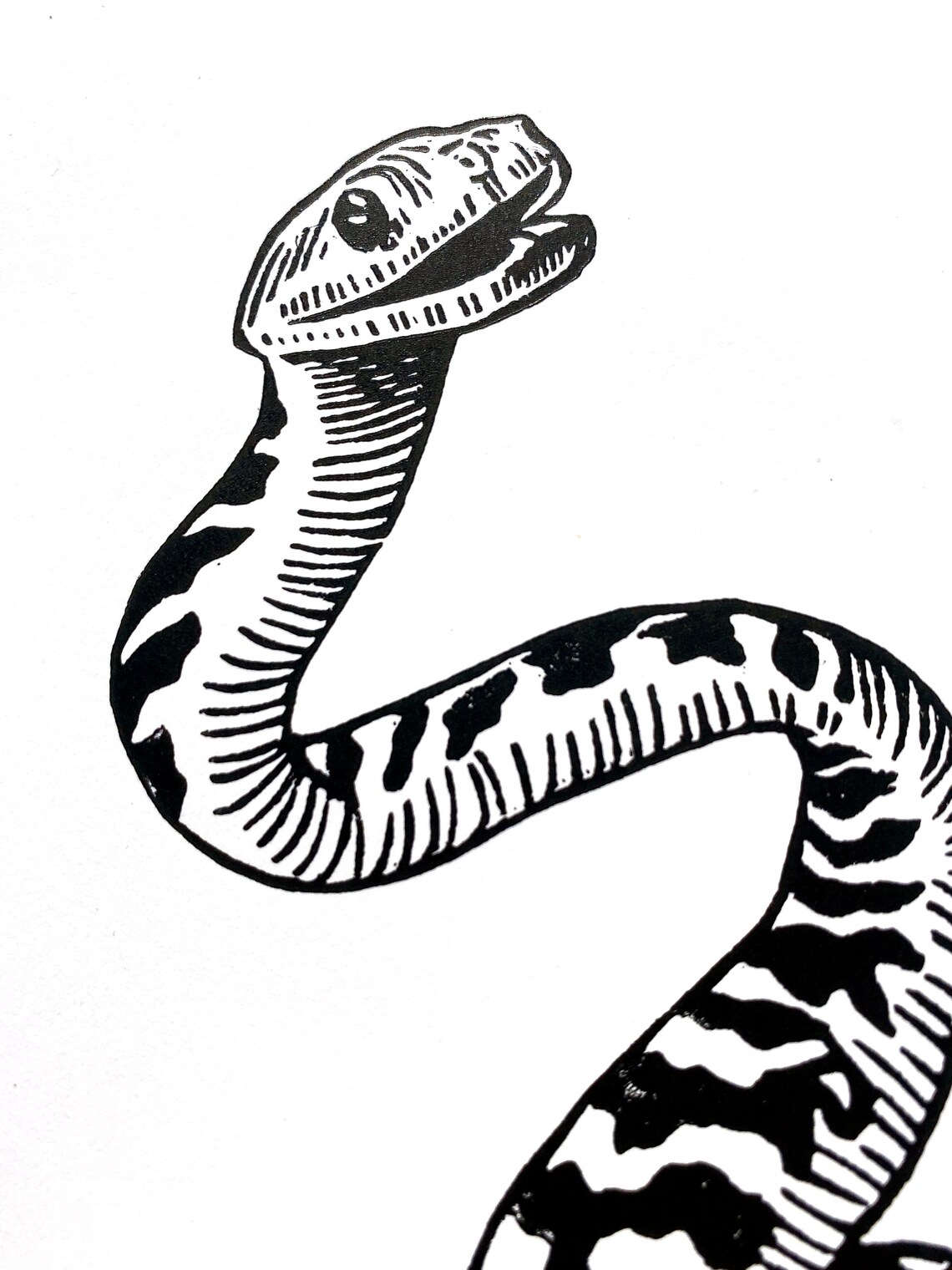 SNAKE in BOOT PRINT Linocut Print Block Print Snake Snake - Etsy