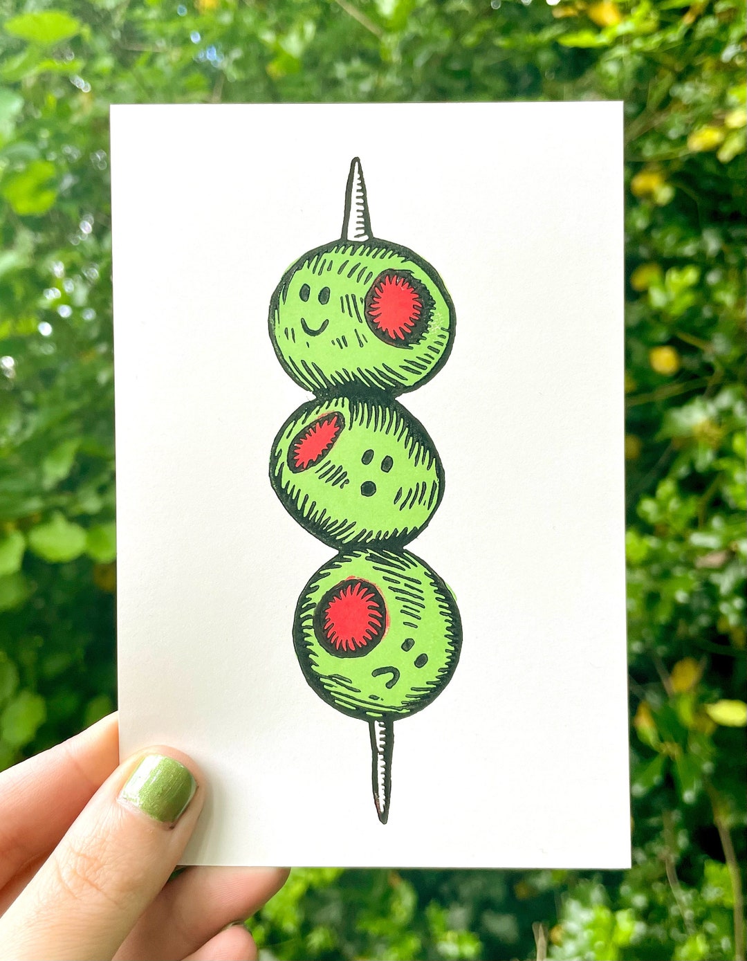 OLIVE LINOCUT PRINT, Olive Print, Pickle Print, Olive Art, Pickle Art ...