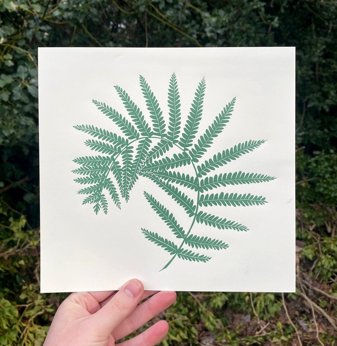 FERN ART PRINT, Fern Print, Fern Linocut, Linocut Print, Cottagecore ...
