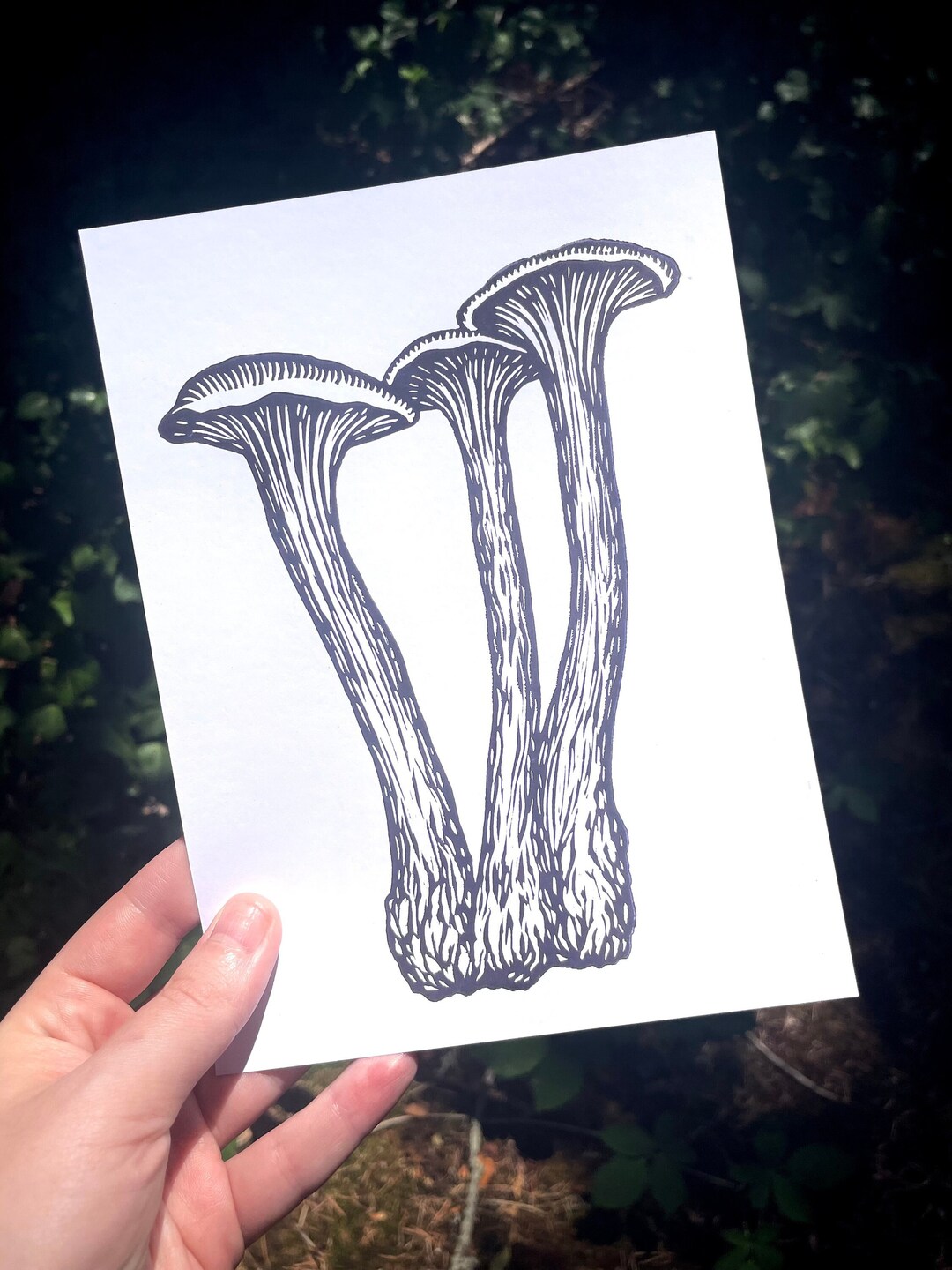 MUSHROOM TRIO PRINT, Mushroom Print, Mushroom Art, Linocut, Linocut ...
