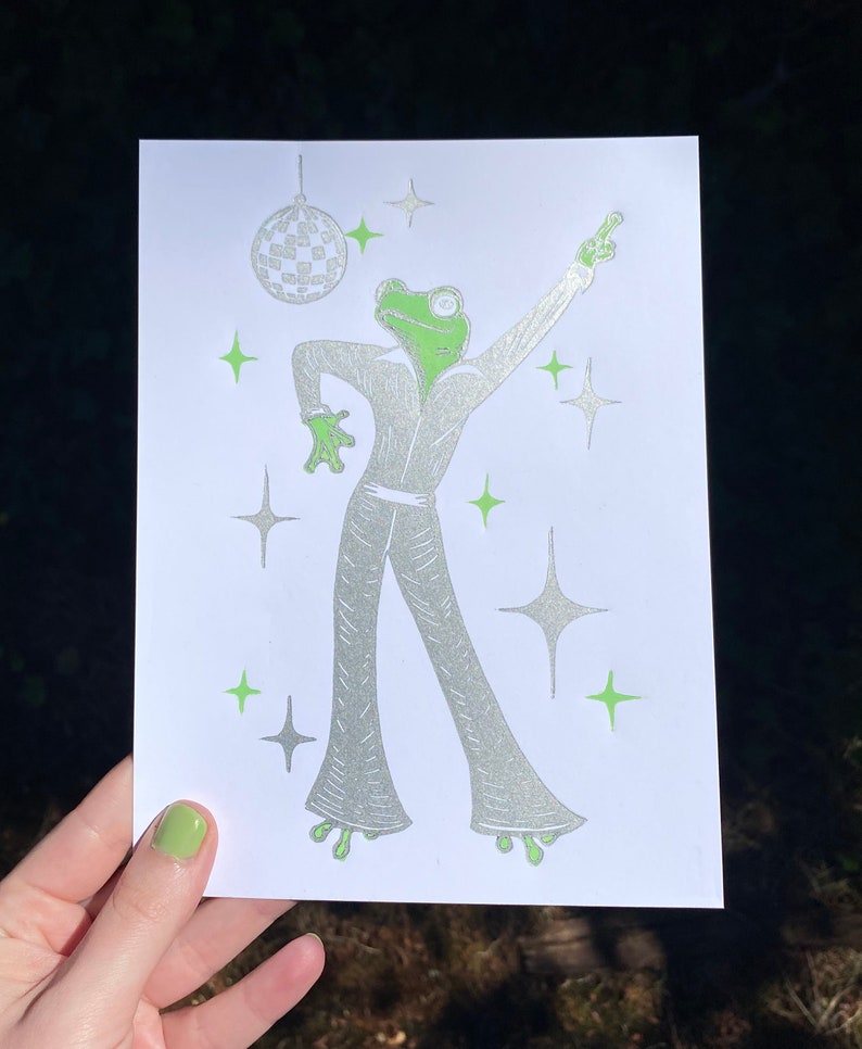 DISCO FROG PRINT, Frog Print, Disco Print, Frog Art, Disco Art, 70s ...