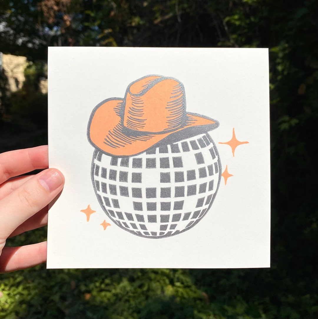 COWBOY DISCO PRINT, Disco Ball, Rhinestone Cowboy, Cowboy Hat, Western ...