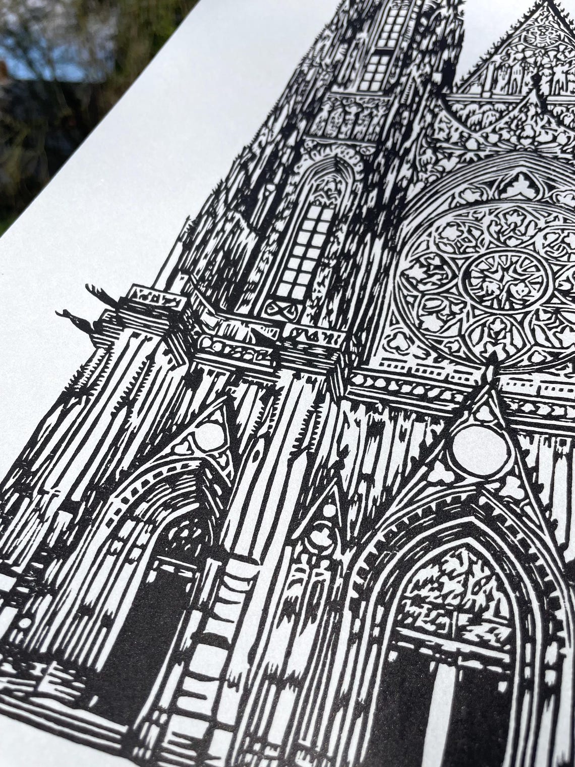 GOTHIC CATHEDRAL PRINT, Cathedral, Gothic, Linocut, Print, St. Vitus ...