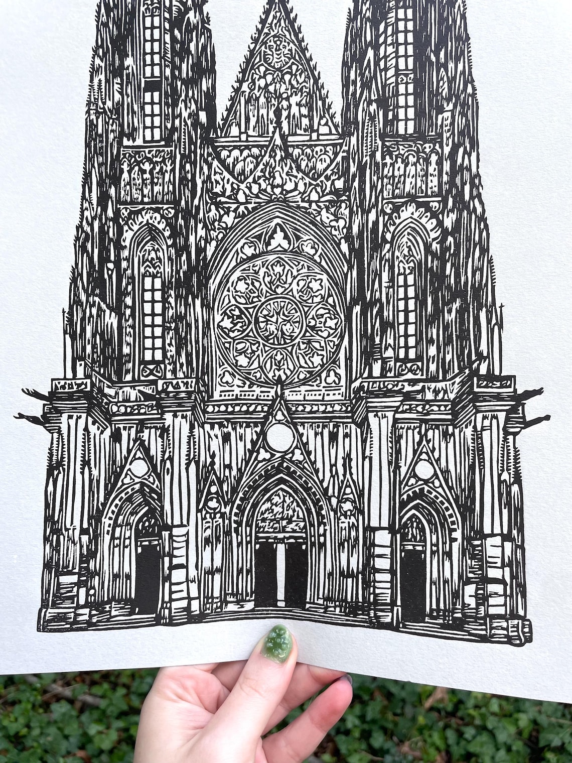 GOTHIC CATHEDRAL PRINT, Cathedral, Gothic, Linocut, Print, St. Vitus ...