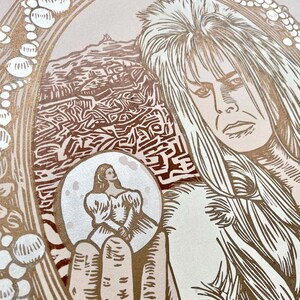 LABYRINTH LINOCUT PRINT, Pre Order, Labyrinth, David Bowie, Jim Henson ...