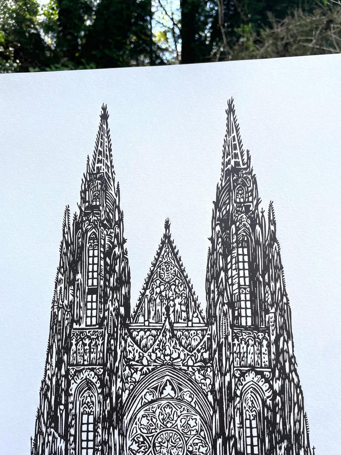GOTHIC CATHEDRAL PRINT, Cathedral, Gothic, Linocut, Print, St. Vitus ...