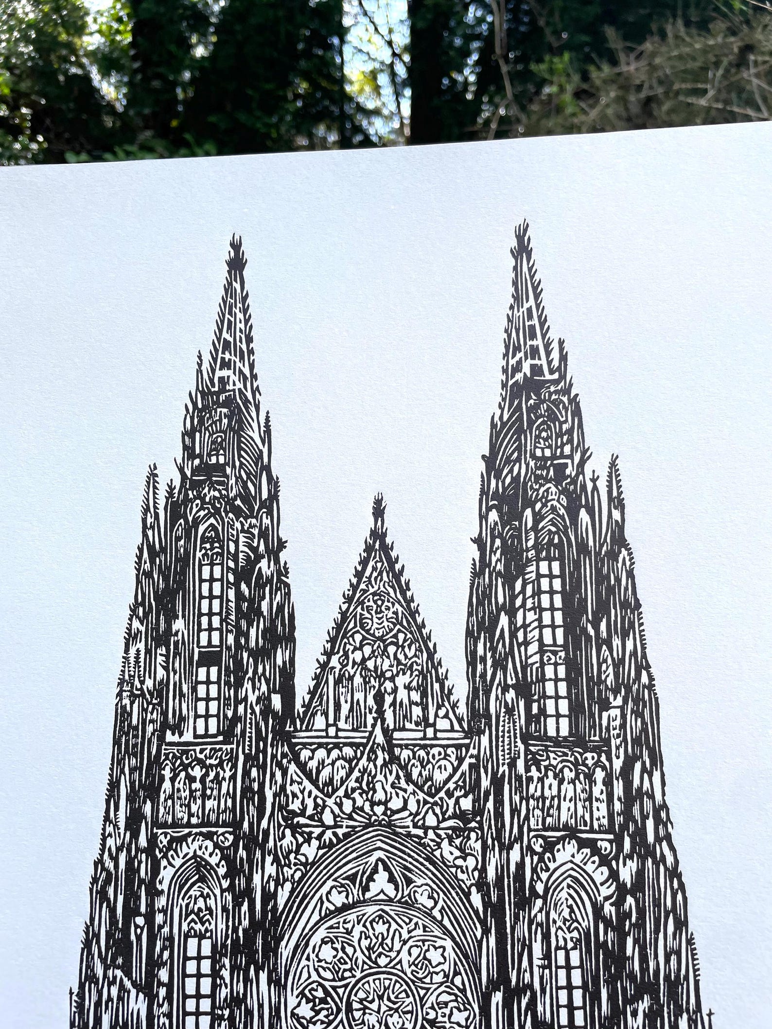 GOTHIC CATHEDRAL PRINT, Cathedral, Gothic, Linocut, Print, St. Vitus ...
