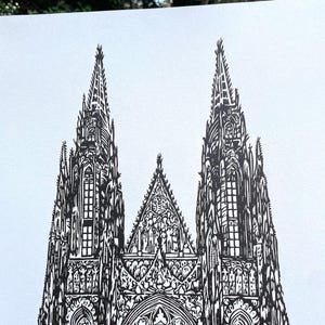 GOTHIC CATHEDRAL PRINT, Cathedral, Gothic, Linocut, Print, St. Vitus ...