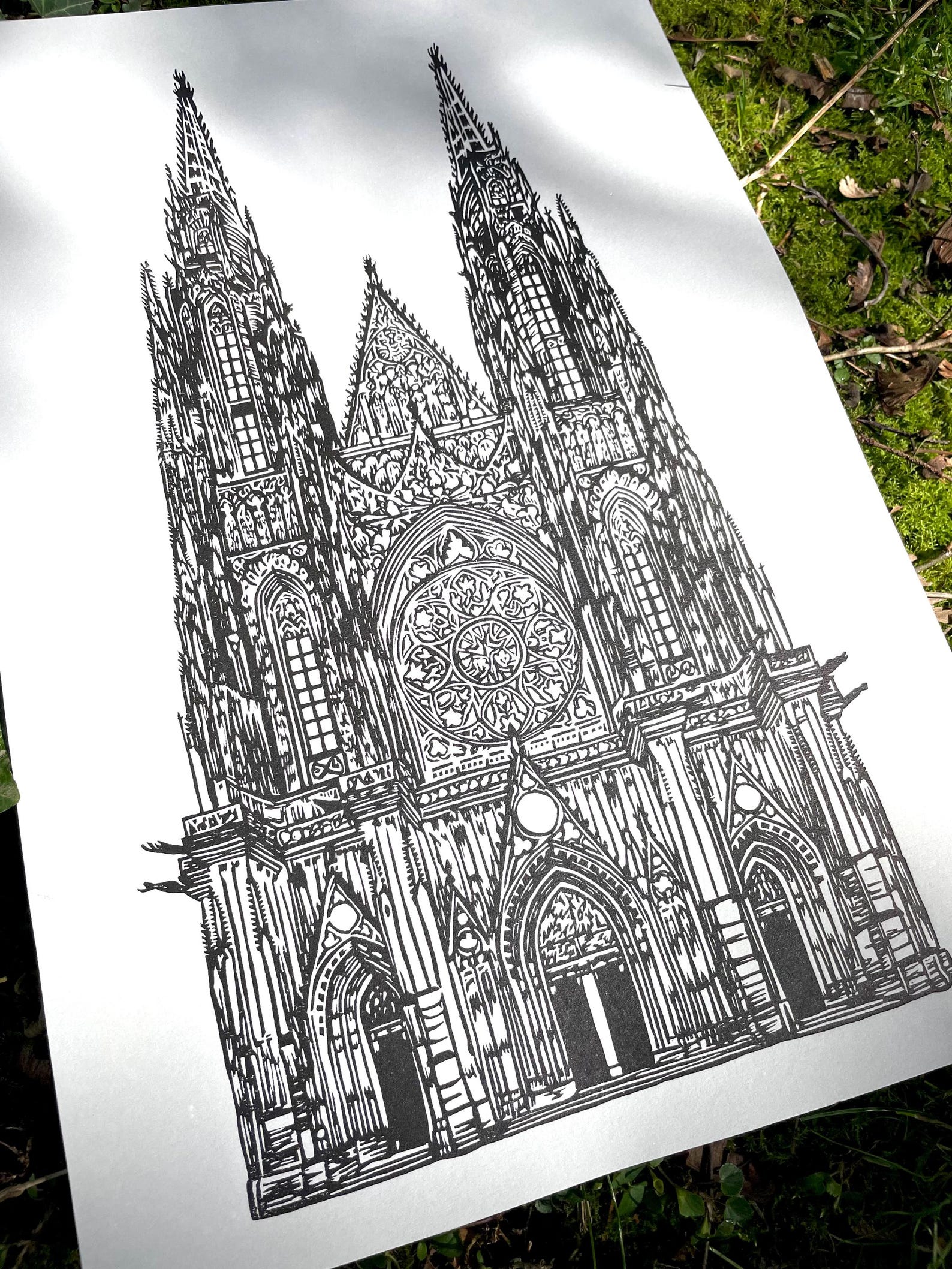 GOTHIC CATHEDRAL PRINT, Cathedral, Gothic, Linocut, Print, St. Vitus ...