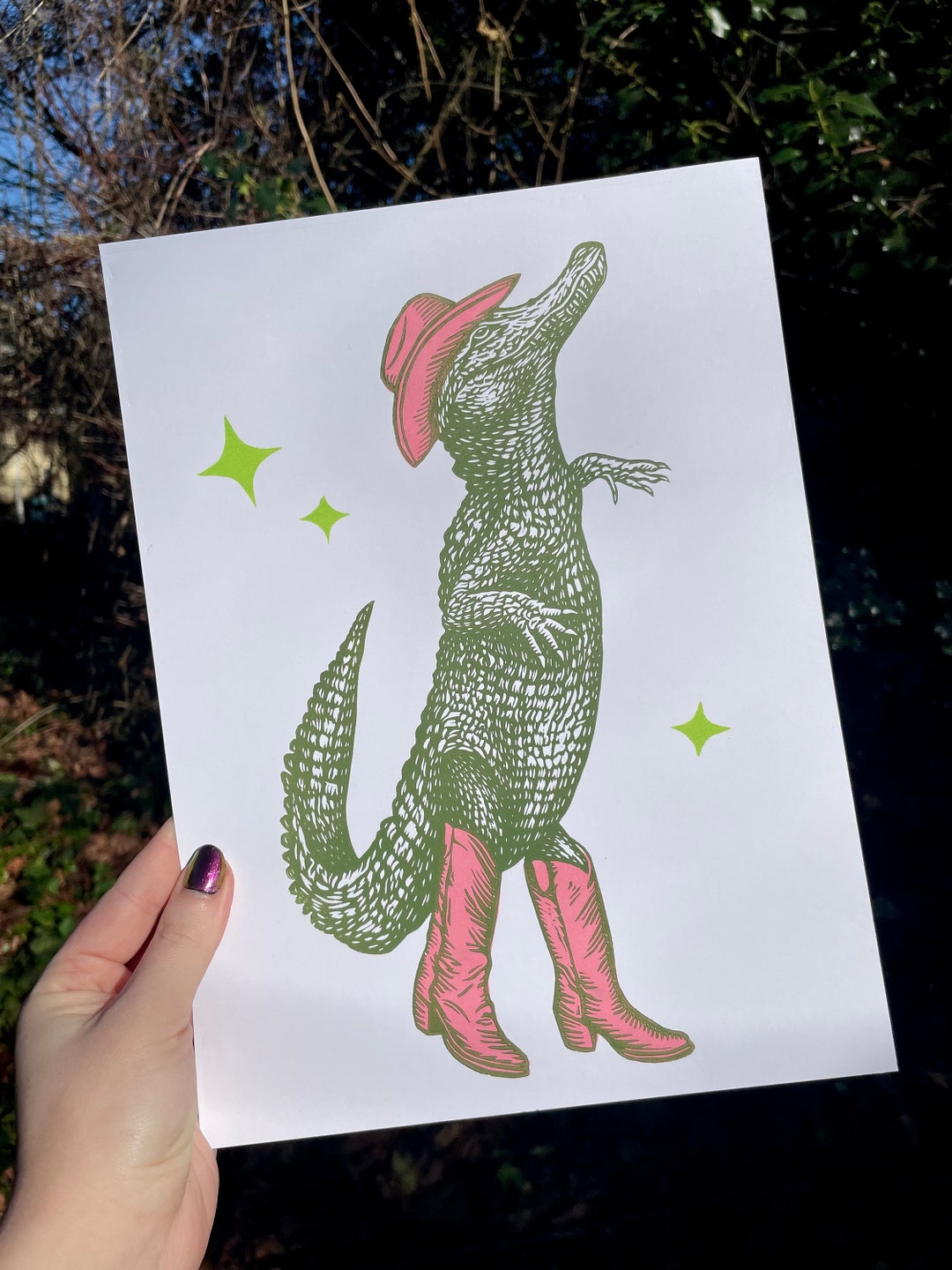 COWBOY ALLIGATOR PRINT, Alligator Print, Alligator Art, Cowboy Print ...