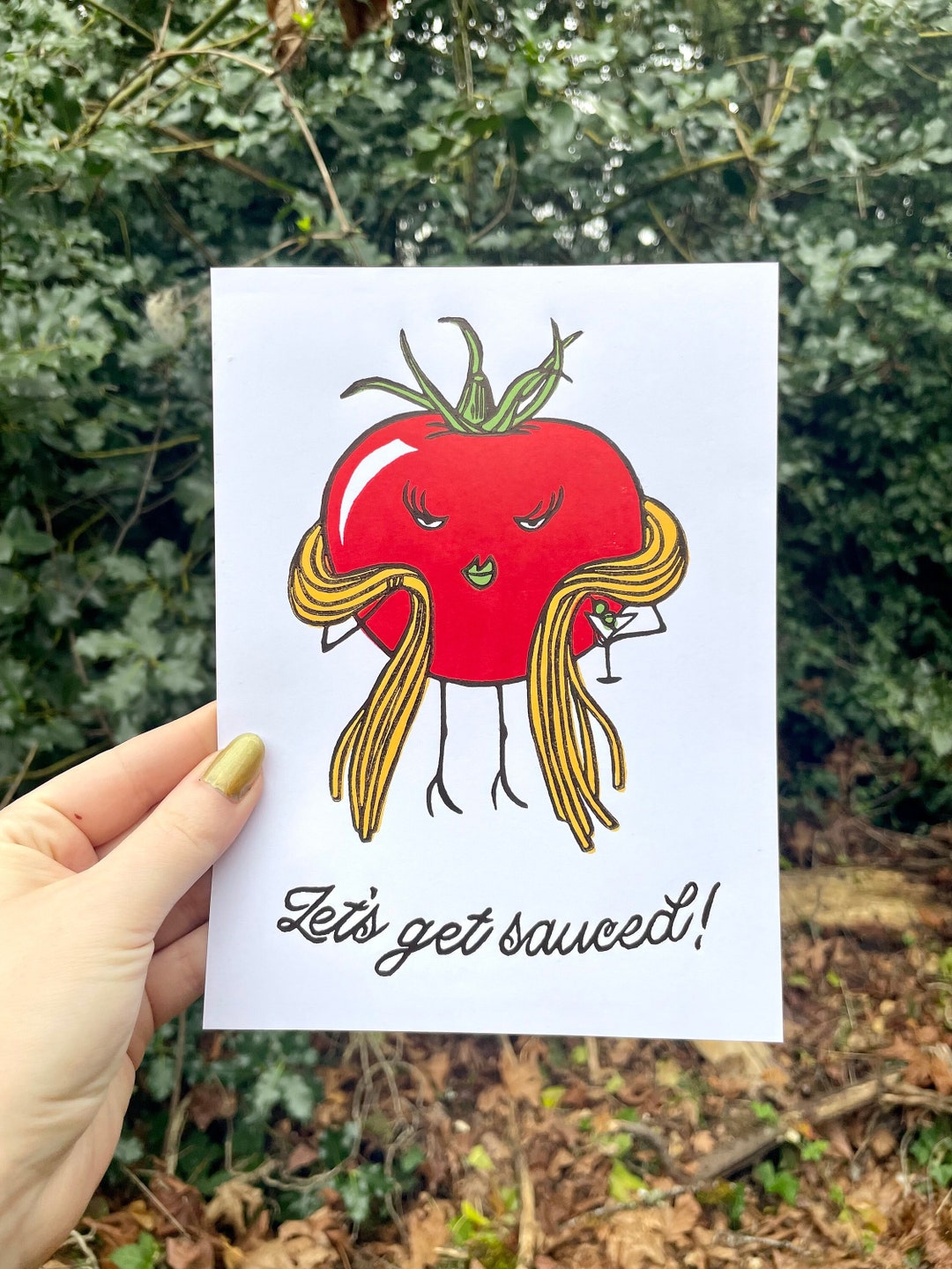 SAUCY TOMATO PRINT, Let's Get Sauced, Tomato, Pasta, Pasta Sauce ...