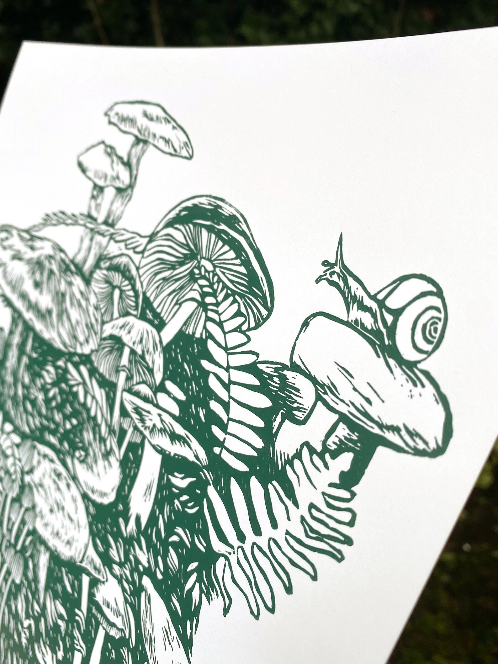 MUSHROOM ART PRINT, Mushroom Print, Mushroom Linocut, Printmaking ...