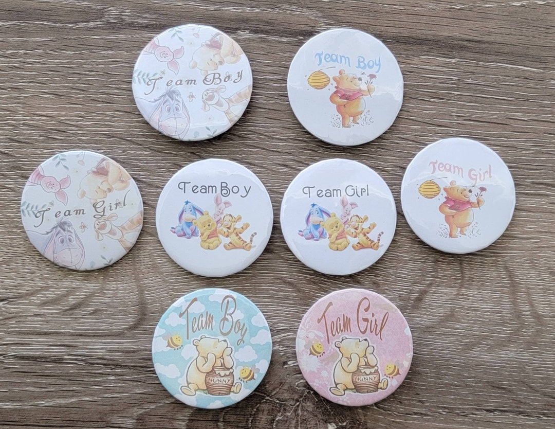 Classic Winnie the Pooh Team Boy and Team Girl Buttons for - Etsy