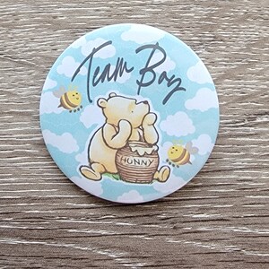 Classic Winnie the Pooh Team Boy and Team Girl Buttons for Baby Gender ...