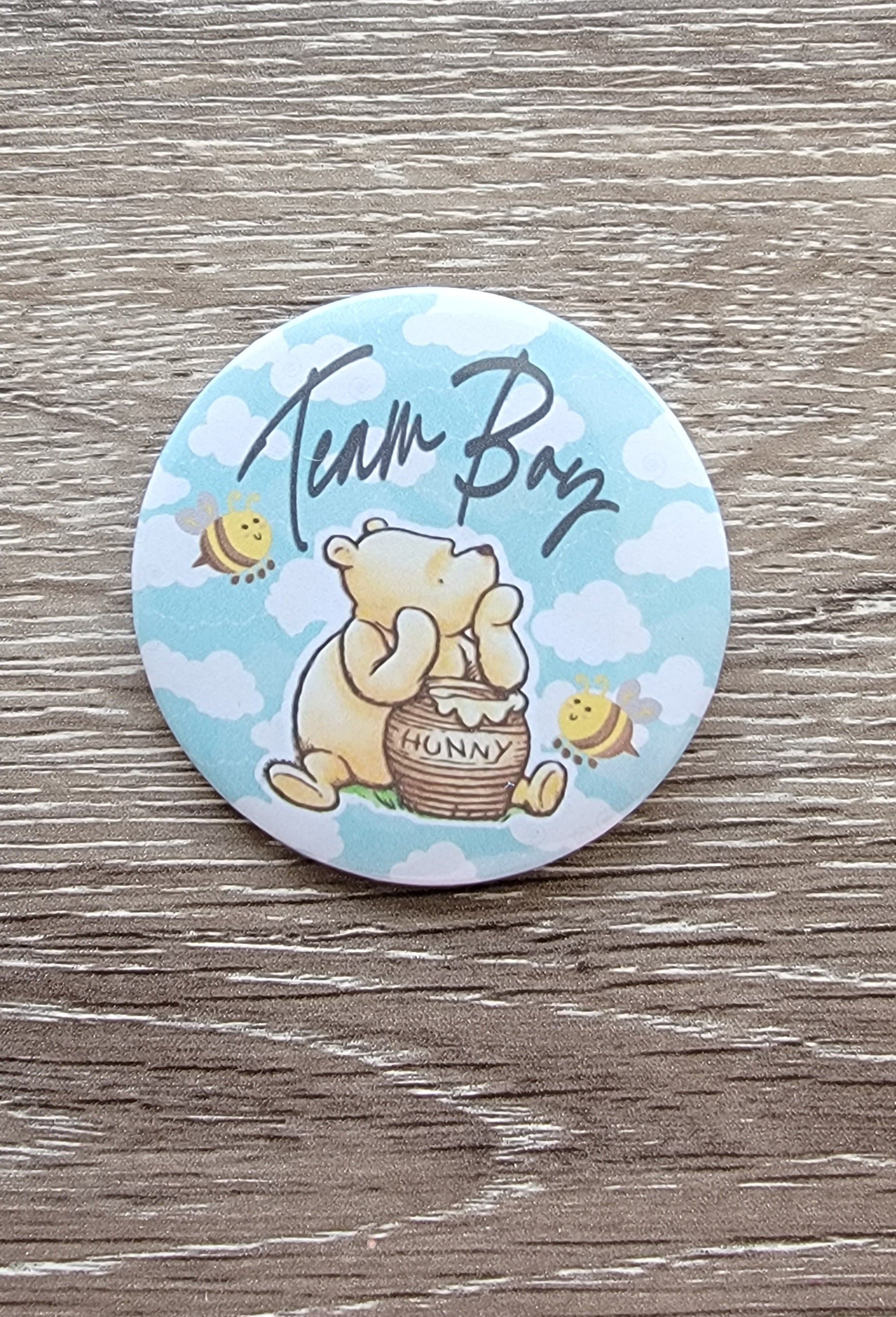 Classic Winnie the Pooh Team Boy and Team Girl Buttons for Baby Gender ...