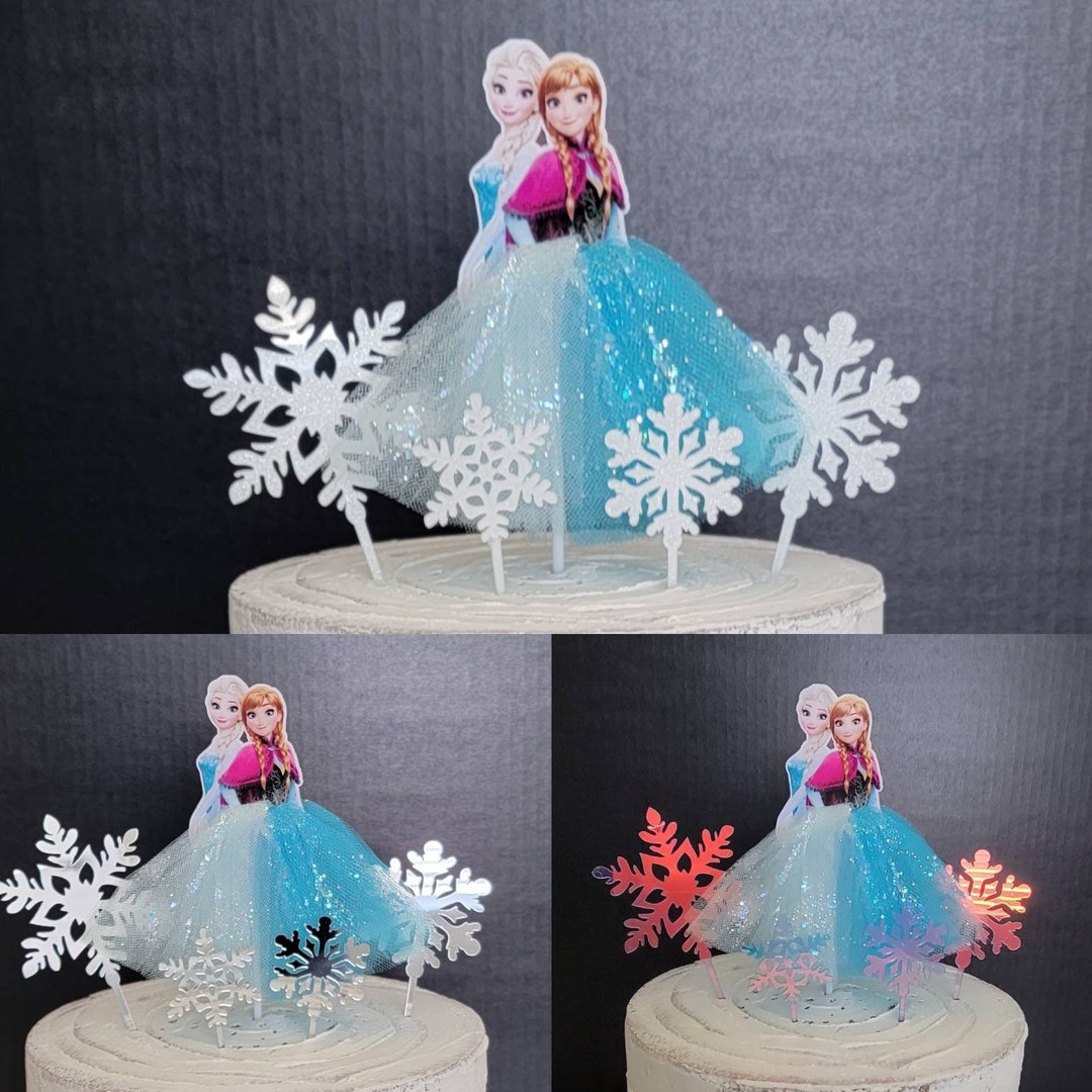 FROZEN Elsa & Anna Cake Topper With Snowflakes - Etsy UK