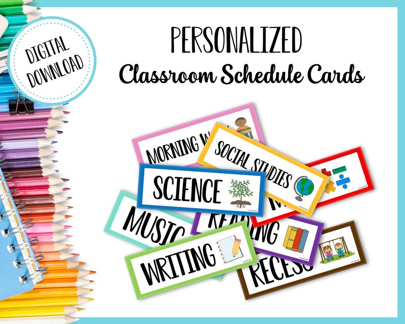 Classroom Schedule Cards Personalized Teacher Printables | Etsy