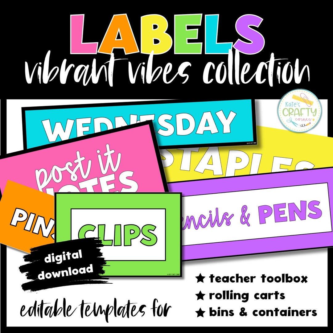 Classroom Labels | Editable | Vibrant Vibes Collection | Visual ...