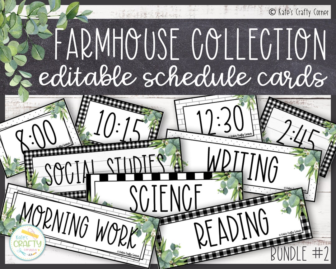 Farmhouse Schedule Cards Bundle 2 Classroom Decor Modern Farmhouse ...