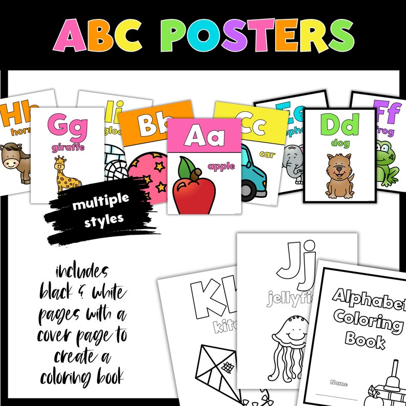 Alphabet Posters | ABC Coloring Book | Clipart Collection | Classroom ...