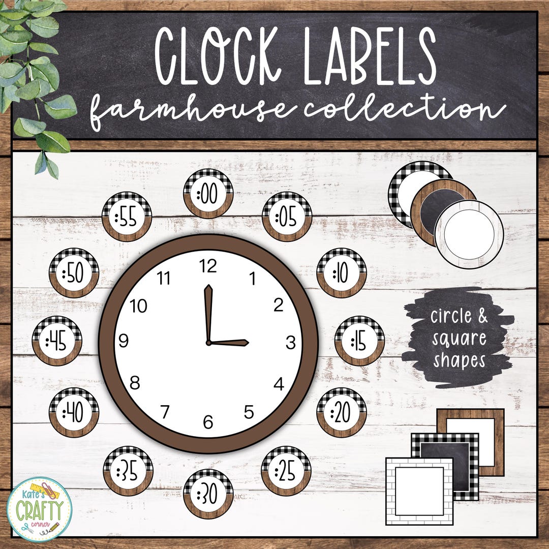Clock Labels | Farmhouse | Visual Schedule | Classroom Decor ...