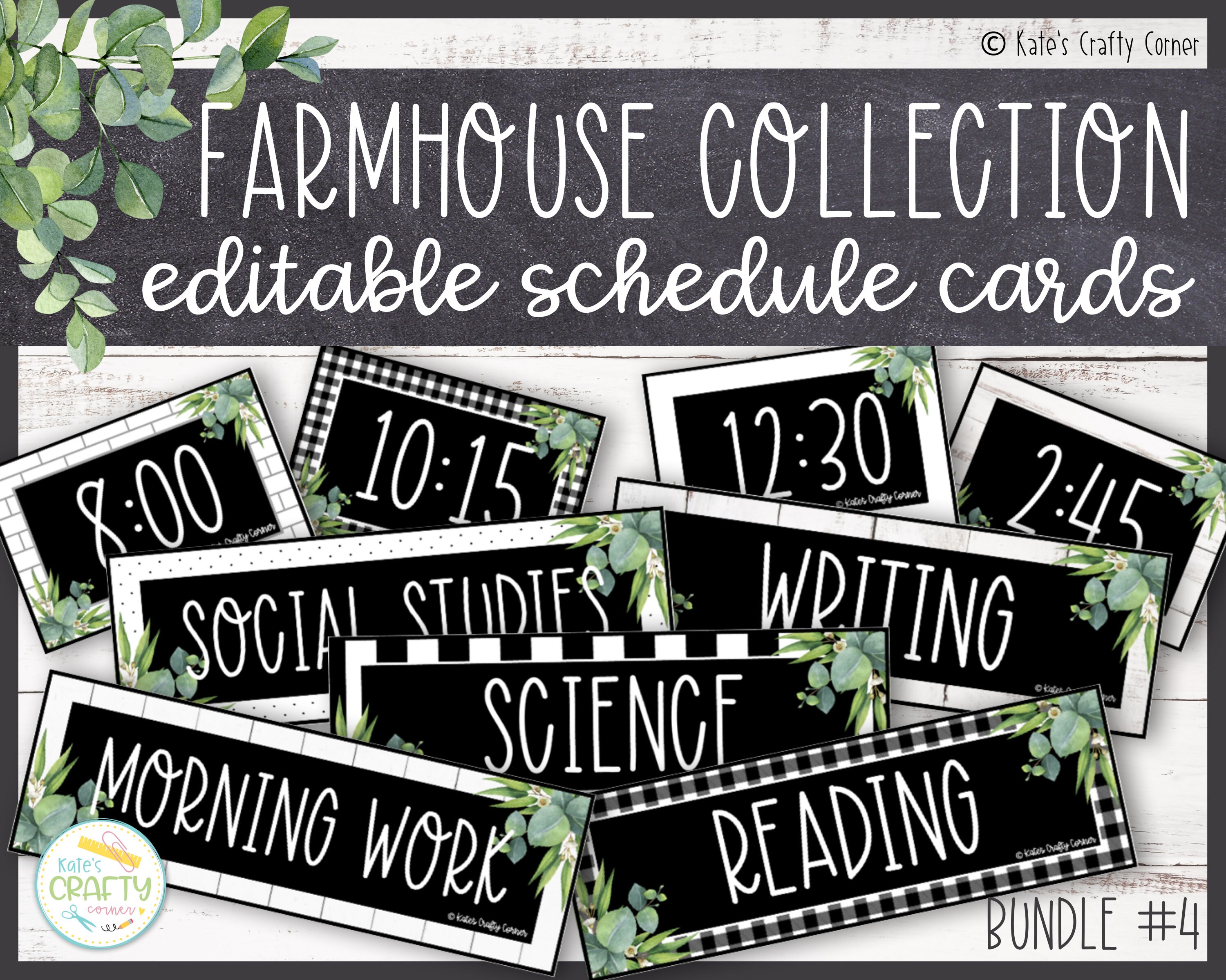 Farmhouse Schedule Cards Bundle 4 Classroom Decor Modern Farmhouse ...