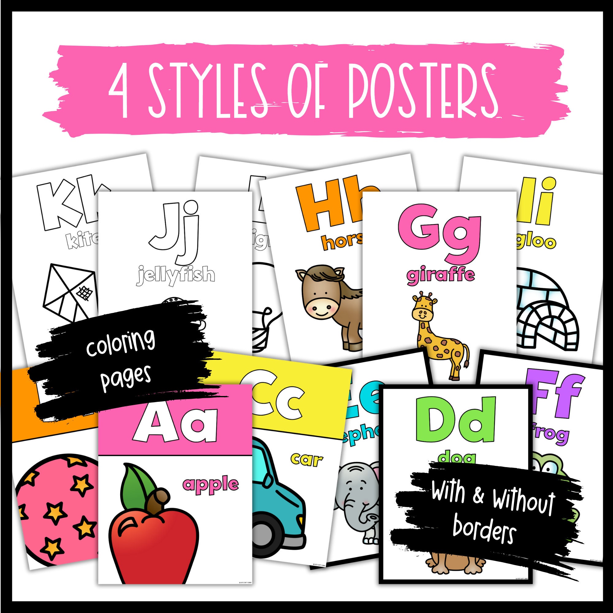 Alphabet Posters ABC Coloring Book Clipart Collection Classroom Decor ...