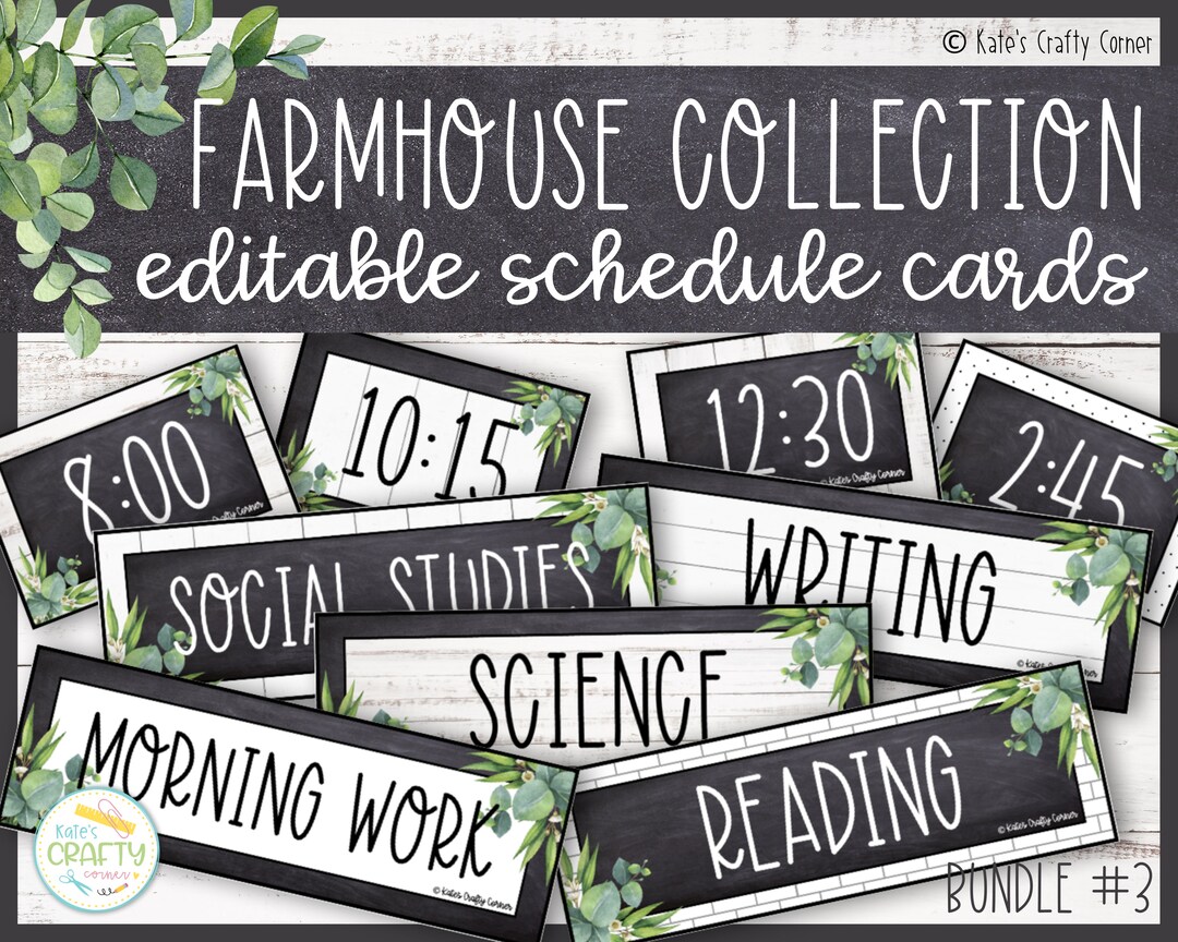 Farmhouse Schedule Cards Bundle 3 Classroom Decor Modern - Etsy