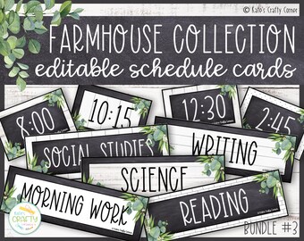 Farmhouse Schedule Cards Bundle 2 Classroom Decor Modern Farmhouse ...